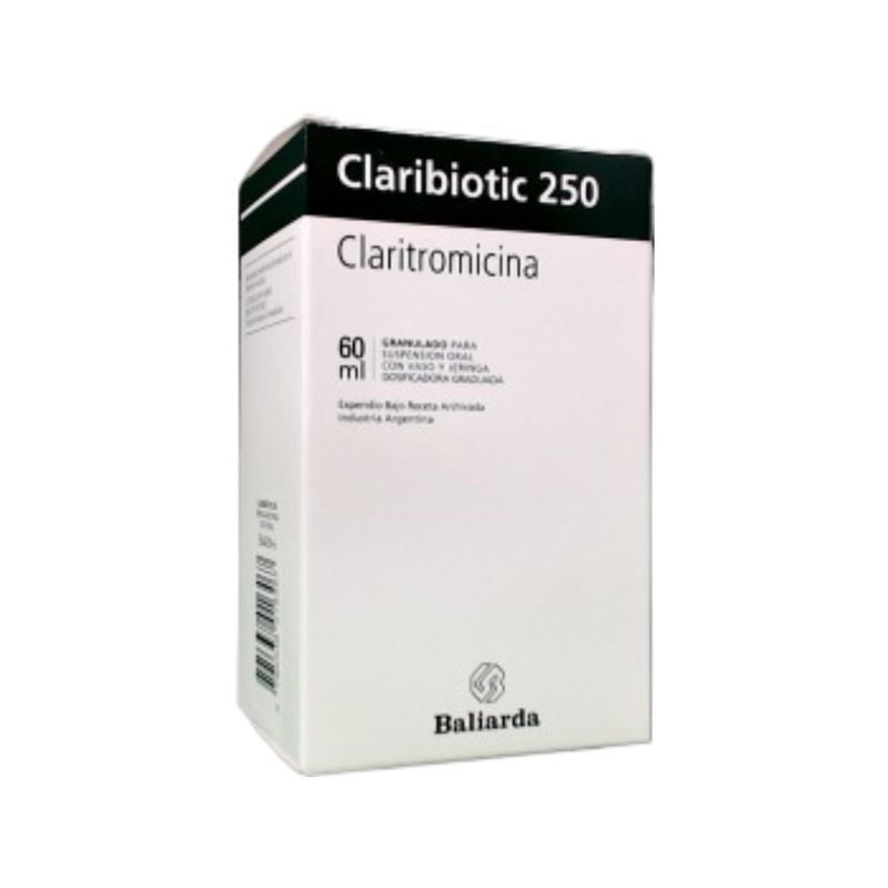 Claribiotic Claritromicina 250 mg/5 ml Suspensión x 60 ml - Farmacity